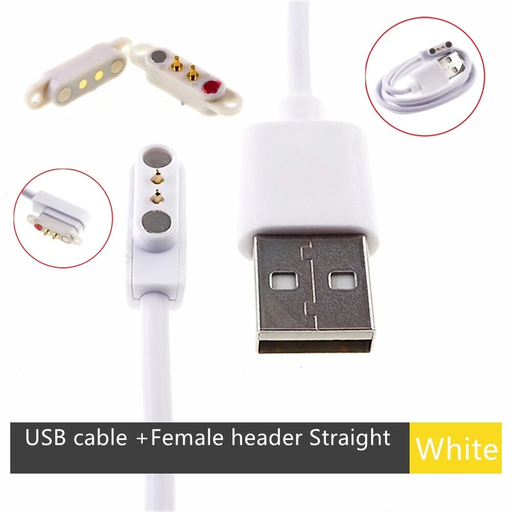 Магнитный USB кабель 2PIN 2.8 White STR