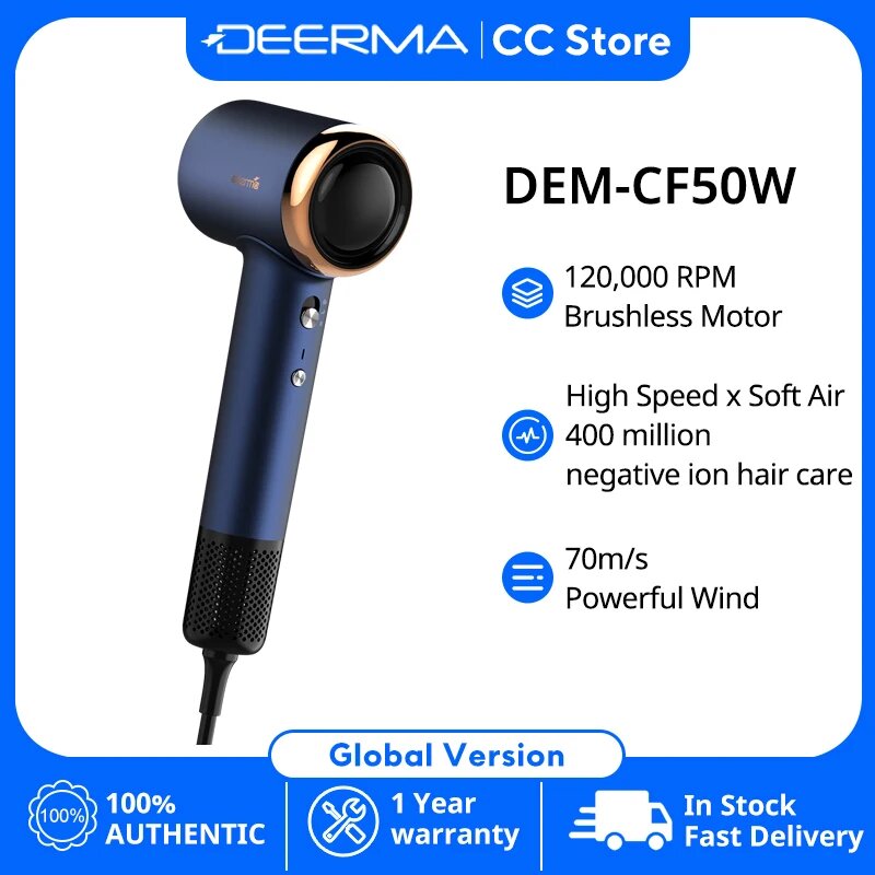 Deerma DEM-CF50W Настенный фен для волос Синий, Blue