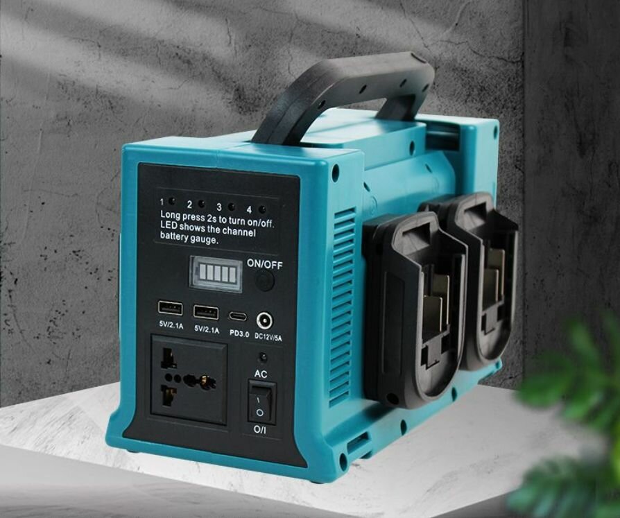 Мощный инвертор 330Вт для Makita Преобразует 18В в 220В USB-порты, Зарядный кабель с евровилкой