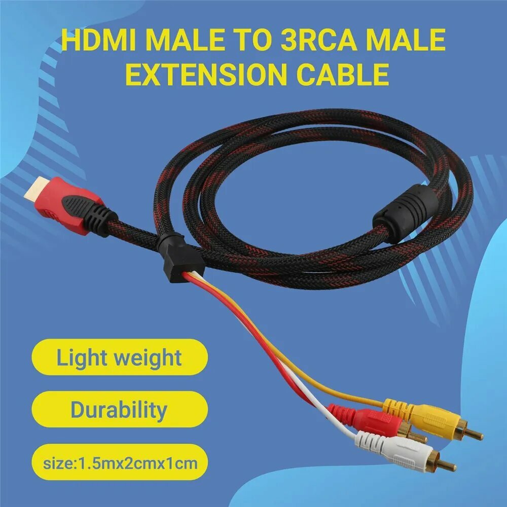 Кабель HDMI Male to 3RCA Male Extension Cable, Черный матовый