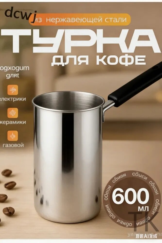Турка 600 мл 1 шт нержавеющая сталь