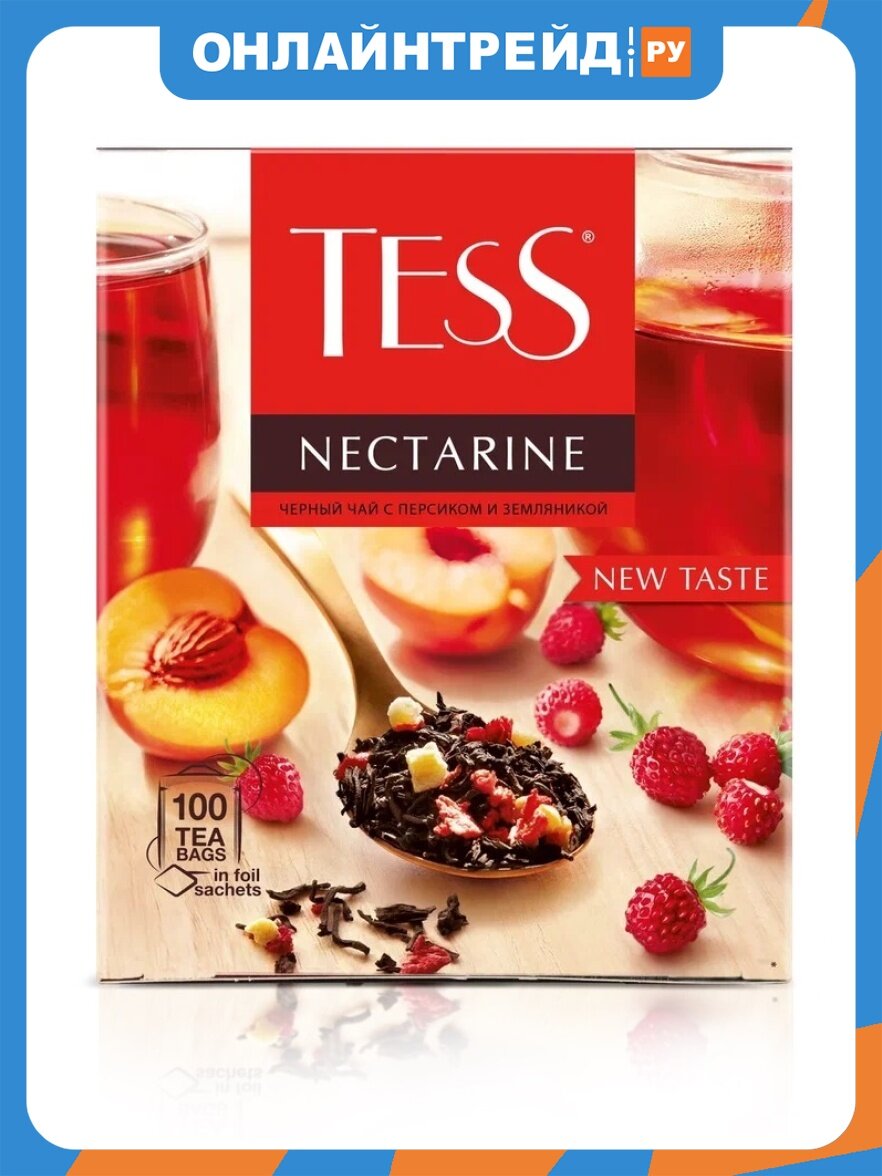 Чай Tess Nectarine пакетированный, черный, с добавками, 100 пакетиков