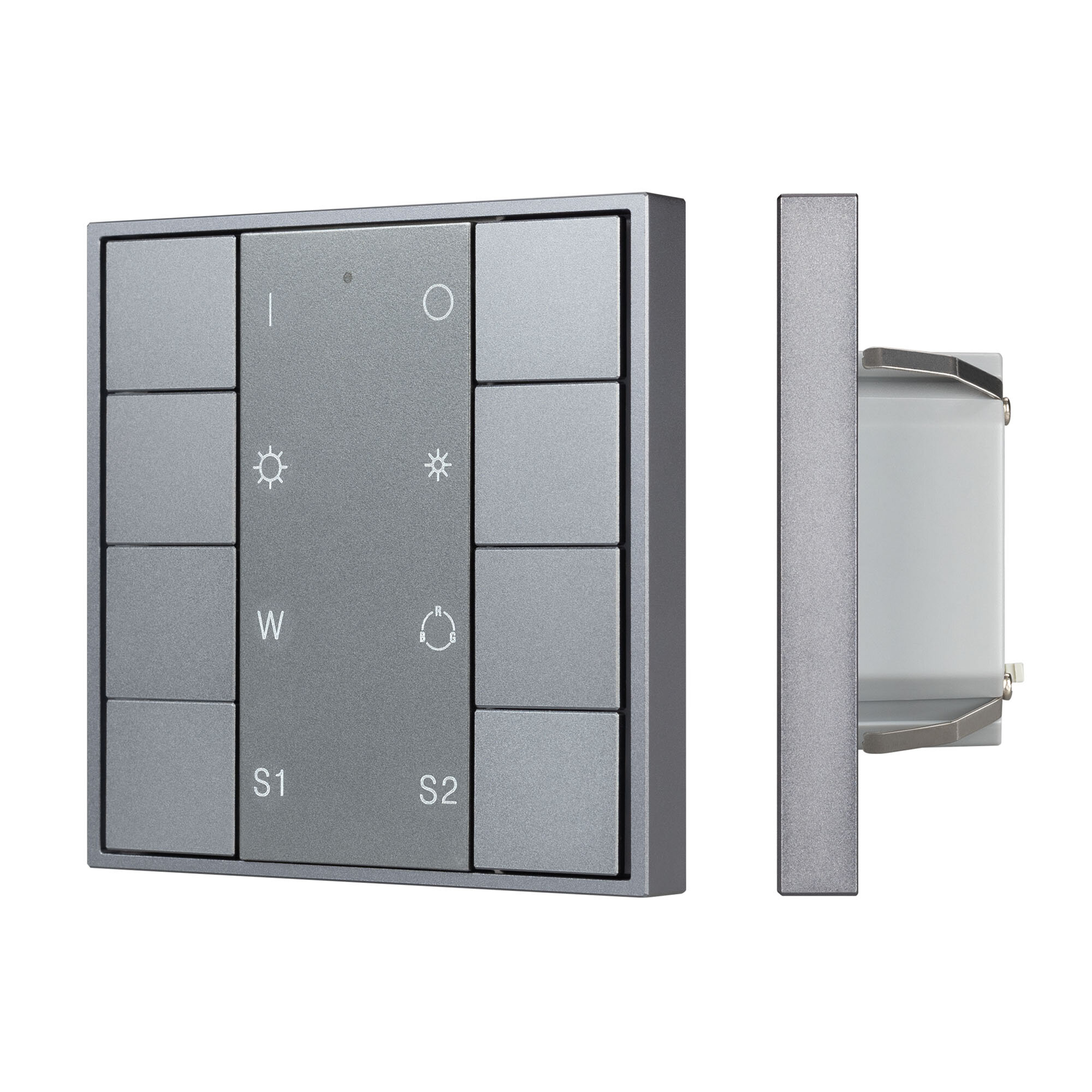 INTELLIGENT ARLIGHT Кнопочная панель DALI-201-23-1G-2SC-RGBW-DT8-IN Silver (BUS, Frame) (IARL, IP20 Металл, 3 года) 0482