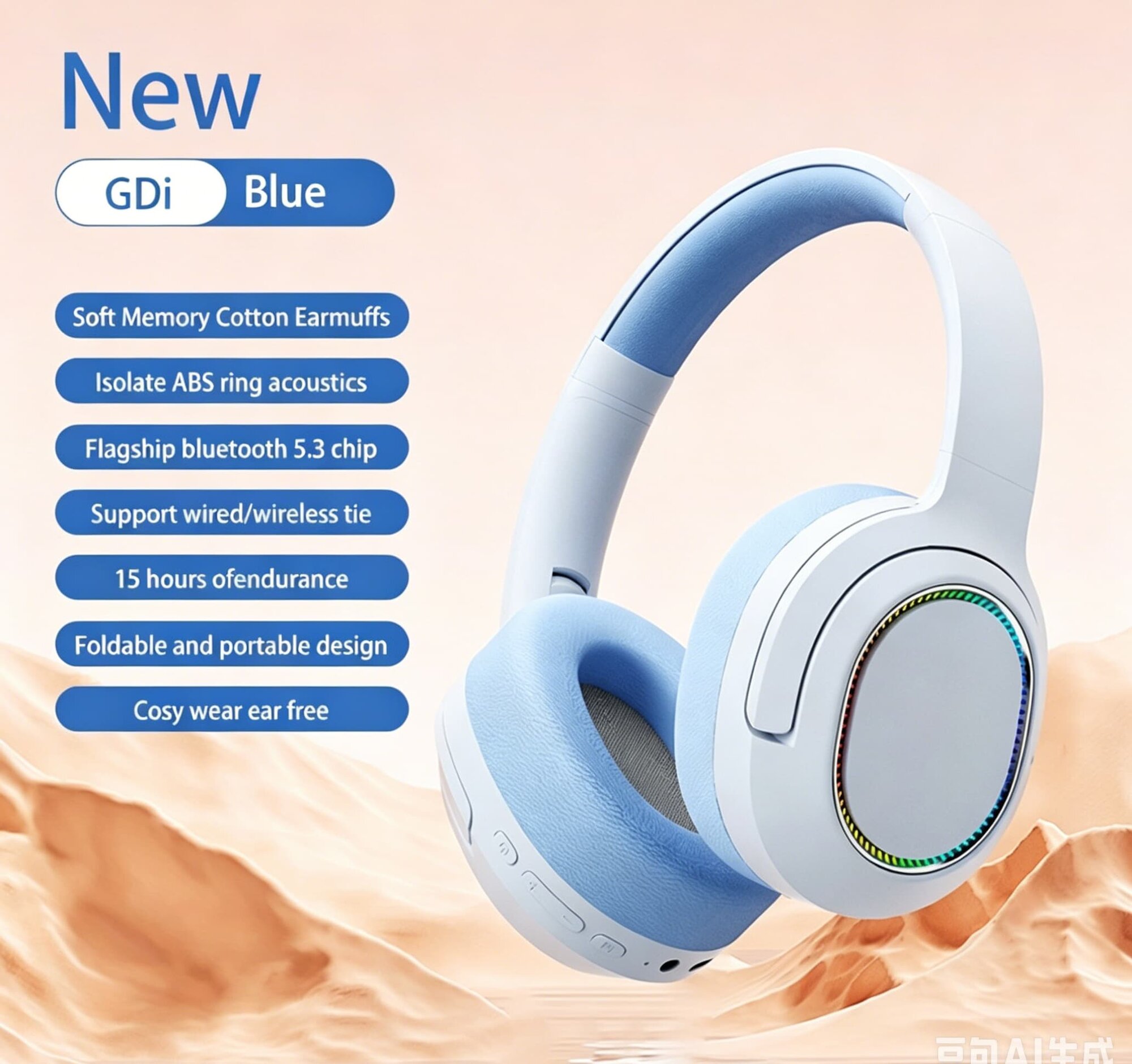 Наушники, Bluetooth 5.3, с низкой задержкой, складные, на голову