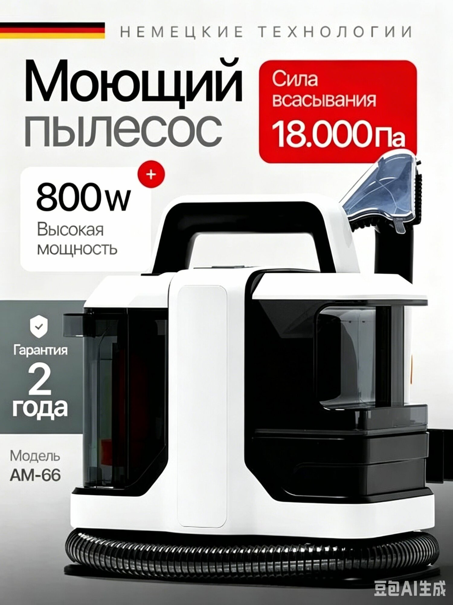 Моющий пылесос для мебели и ковров / Домашняя химчистка / 750 Вт 16000 Па