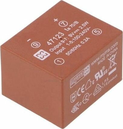 MYRRA 47123 Преобразователь: AC/DC, 2,5Вт, 85-265ВAC, Uпит: 120-370ВDC, 72%, 1шт