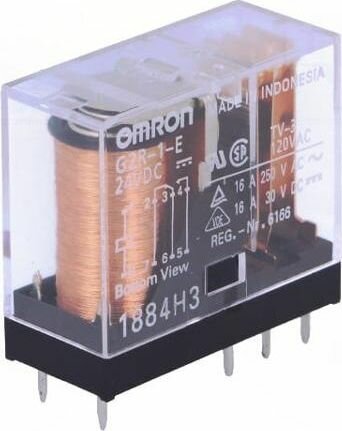 Реле OMRON G2R-1-E-DC24 электромагнитное SPDT на печатную плату Uобмотки 24ВDC 16A/250ВAC шаг 5мм 1шт