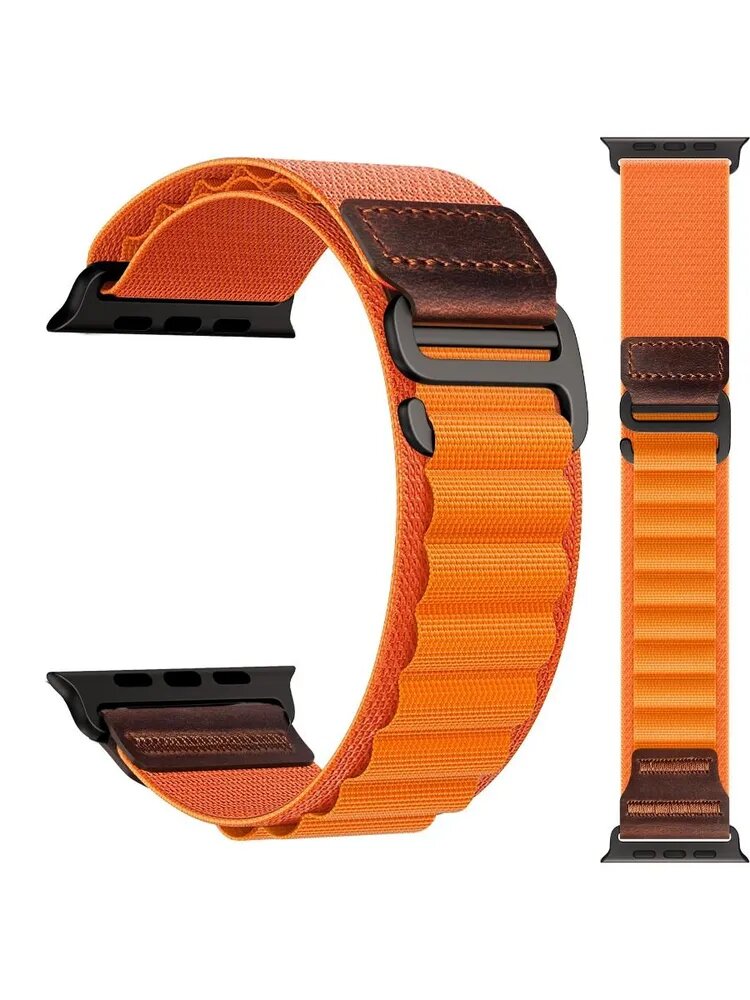 Нейлоновый ремешок Alpine Loop с кожаными вставками для Apple Watch Ultra 3 2 1 (49 мм) и Series 11 10 9 8 7 6 5 4 SE 3 2 1 (46 мм 45 мм 44 мм)