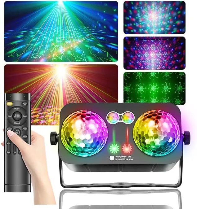 LED Диско-подсветка с дистанционным управлением и голосовой активацией, черный