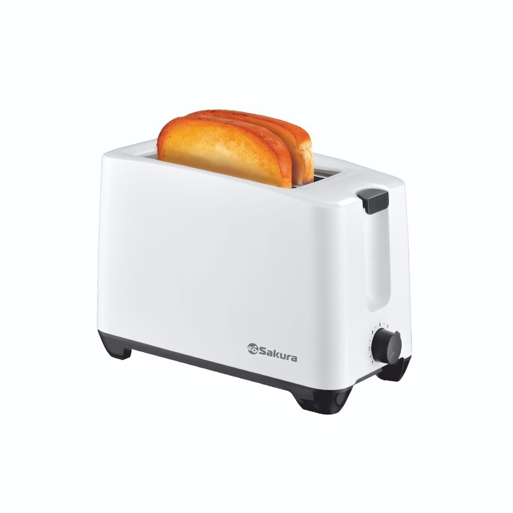 Тостер Sakura SA-7609W 750Вт белый, 2 отделения, 7 уровней прожарки, поддон для крошек, для хрустящих тостов