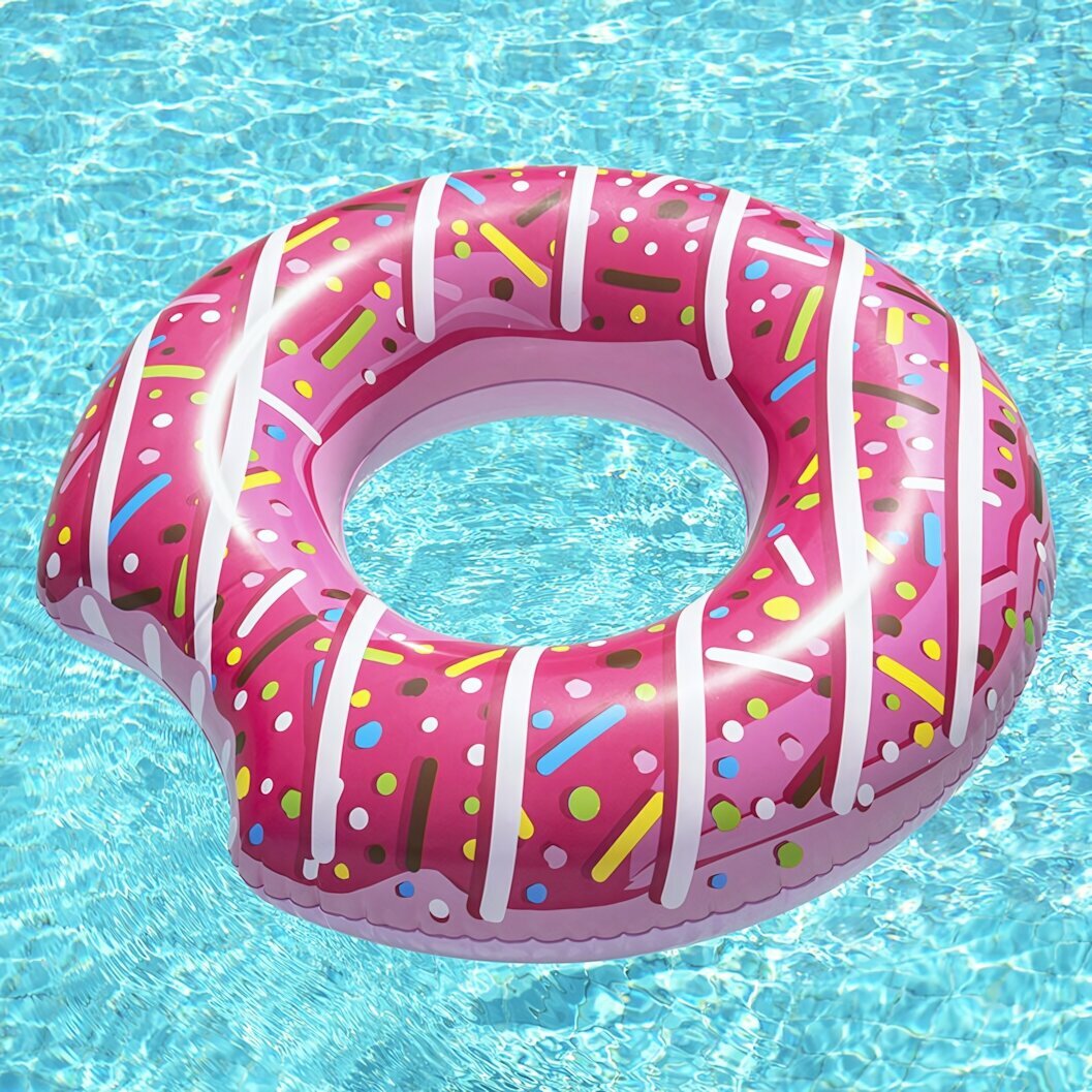 Круг надувной "Пончик" 107см для бассейна и моря, серия "Summer Flavors", ПВХ, разноцветный принт