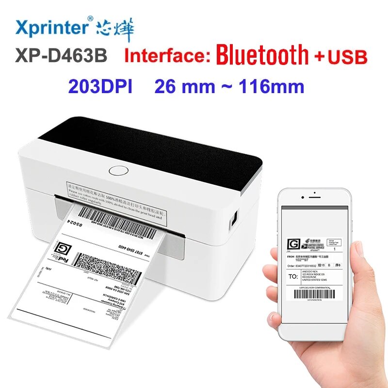 Термопринтер Xprinter X-463B Bluetooth Вилка стандарта Великобритании, 463B-BL
