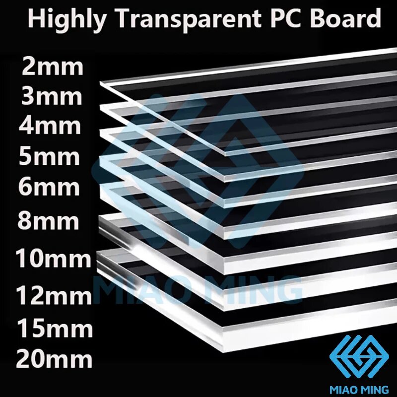Поликарбонатная плита ПК прозрачная 2-300 мм 1pcs 80x80x20mm