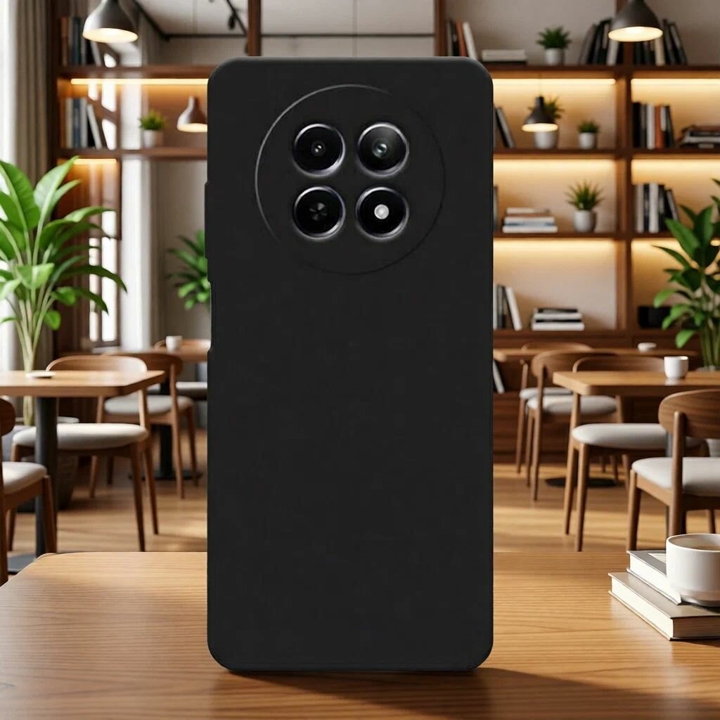 Силиконовый чехол на Realme 12, без принта, матовый черный, рилми 12