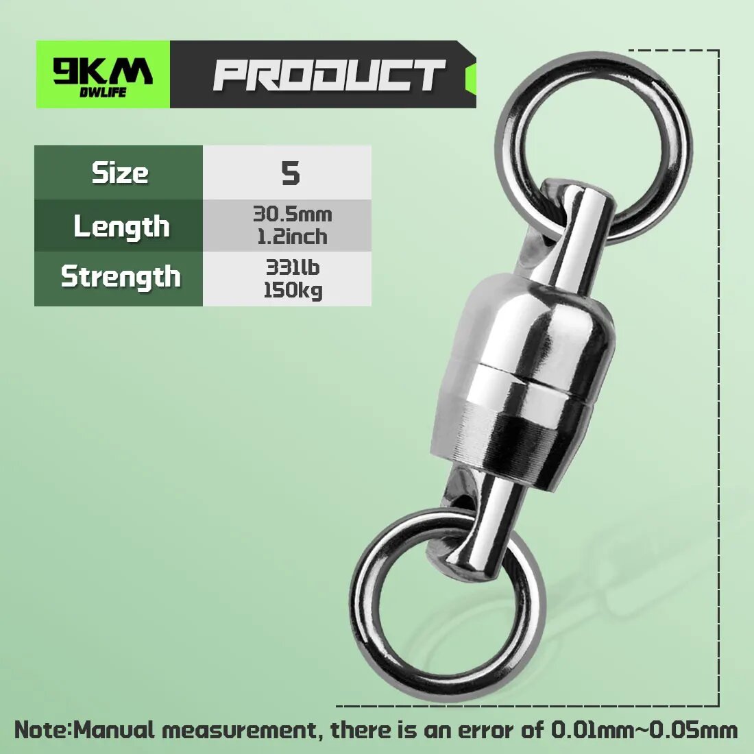 Рыболовные вертлюги 9KM DWLIFE, Size 5, 30.5mm, 331lb
