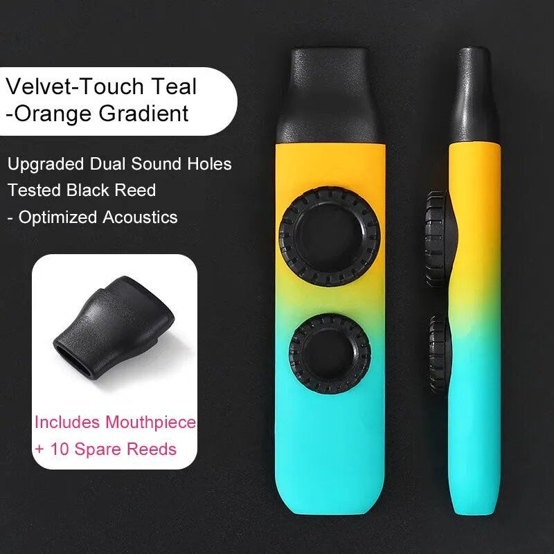 Казу "Velvet-Touch Teal -Orange Gradient" с двойной мембраной и двойными отверстиями, аксессуар для музыки