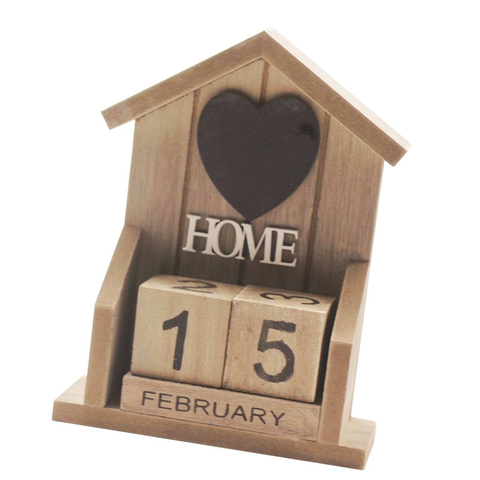 Настольный календарь-блоки из дерева, вечный календарь для украшения дома и офиса, коричневый, треугольная верхняя часть.