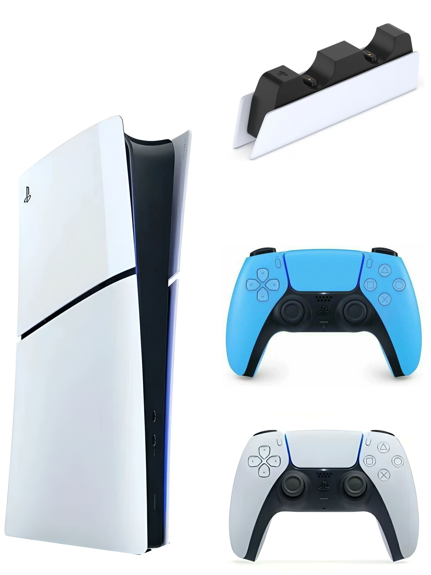 Игровая приставка Sony PlayStation 5 PS5 Slim Digital (Без дисковода) + 2-й геймпад(голубой) + зарядное устройство