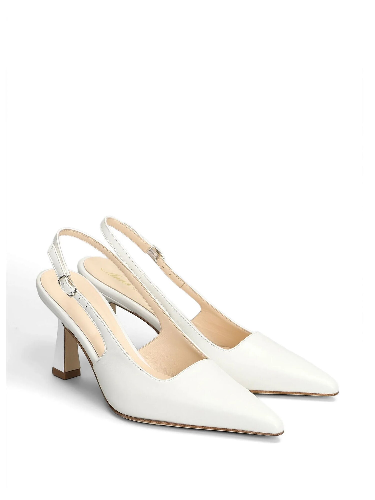 Туфли Anna F. Pointed-toe slingback pumps, размер 37, бежевый/белый — фото 1