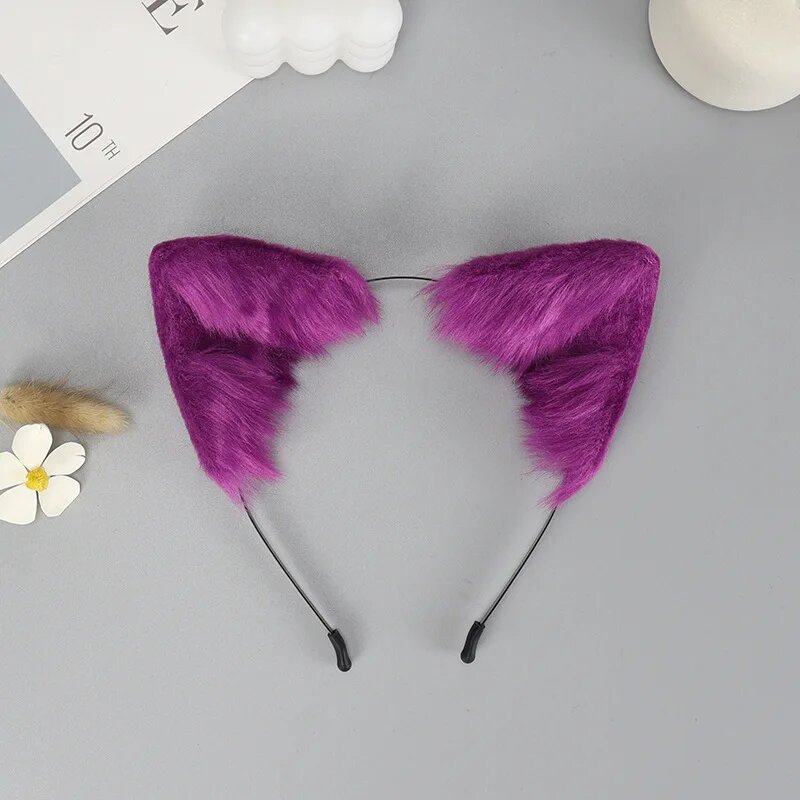 Розовая плюшевая повязка с ушками Btsukimi Фиолетовый, Purple