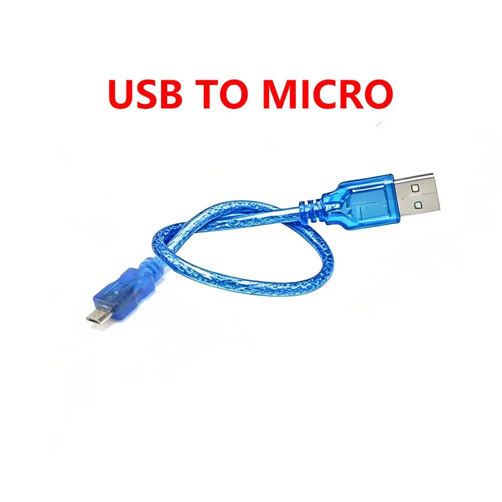USB-кабель 30 см для Arduino, синий USB to Micro