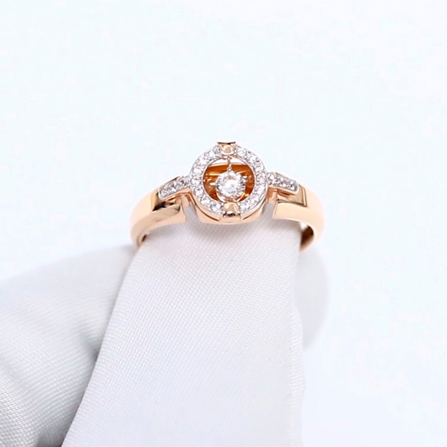 Кольцо Diamant online, красное золото, 585 проба, фианит