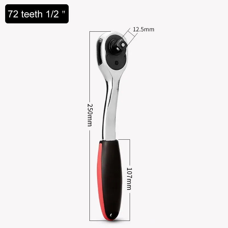 Ключ трещетка флажковая для торцевых головок 1/2" , L-250мм (72 зуба)