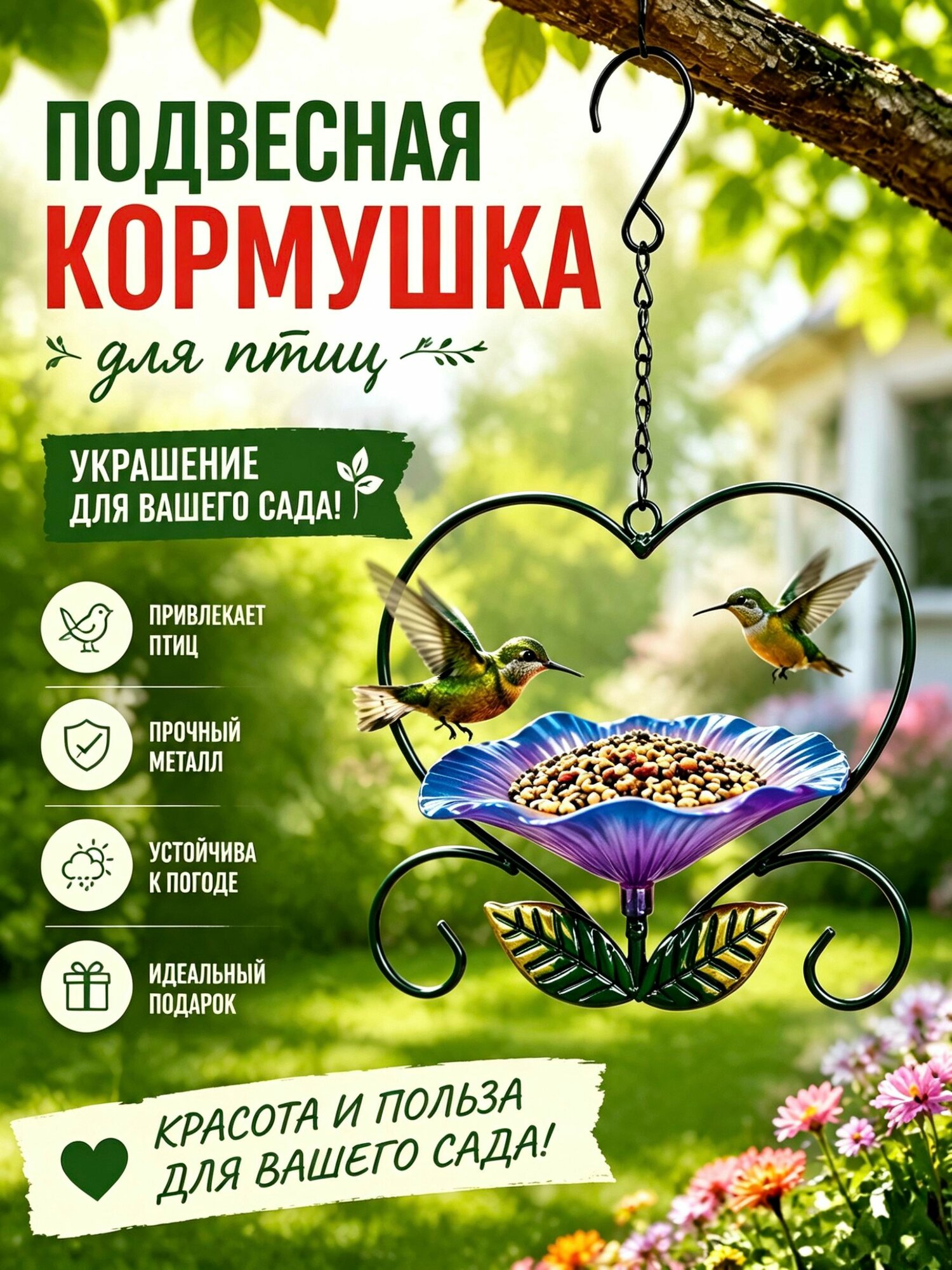 Кормушка,18.5х18.5х5.5см