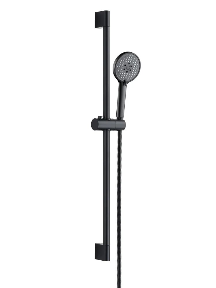 Душевой гарнитур Orange O-Shower OS813b черный, матовый, из нержавеющей стали, 3 режима струи, лейка для душа со шлангом и штангой, с функцией экономии воды
