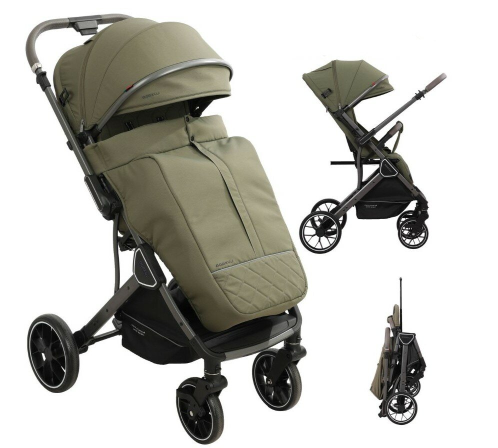 Прогулочная коляска BREND LUXMOM ORIGINAL A81, до 3х лет, перекидная ручка, цвет армейский зелёный