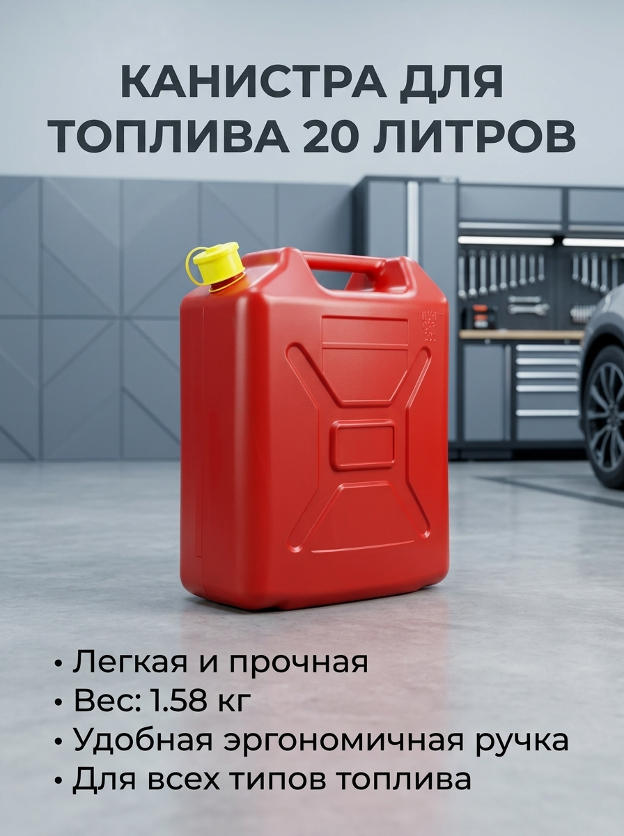 Канистра для ГСМ, Утолщенный пластиковый масляный барабан.20 л