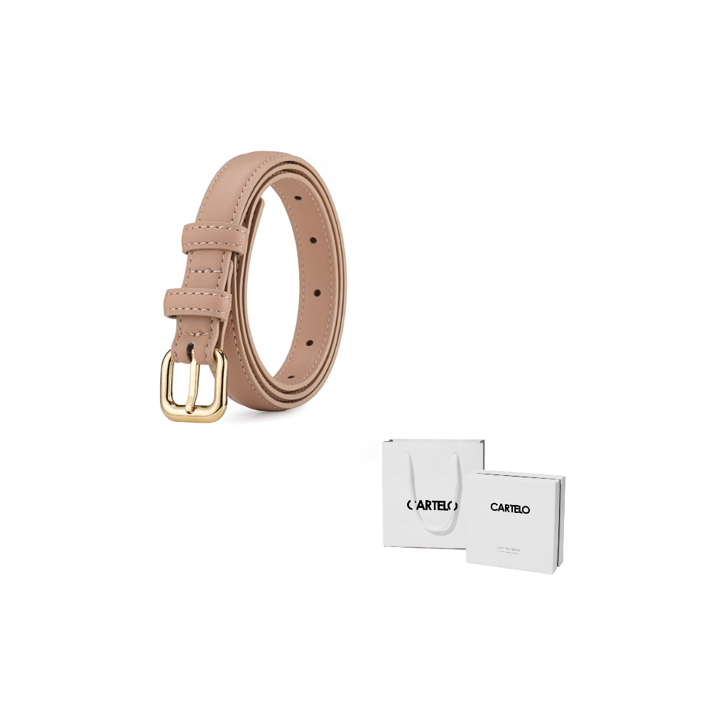 CARTELO Cow Leather Alloy Leather Belts Women's Width 2.4 CM 110CM