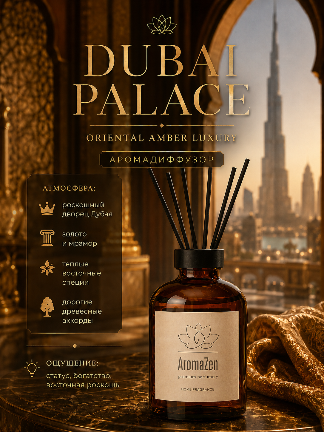 AromaZen Аромадиффузор Dubai Palace / Диффузор для дома с палочками
