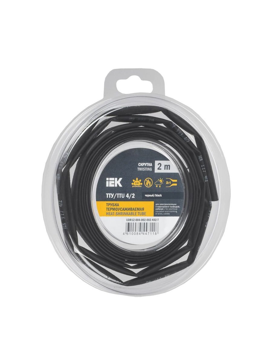 Трубка термоусадочная ТТУ нг-LS 4/2 черн. (уп.2м) IEK UDR12-004-002-002-K02-T