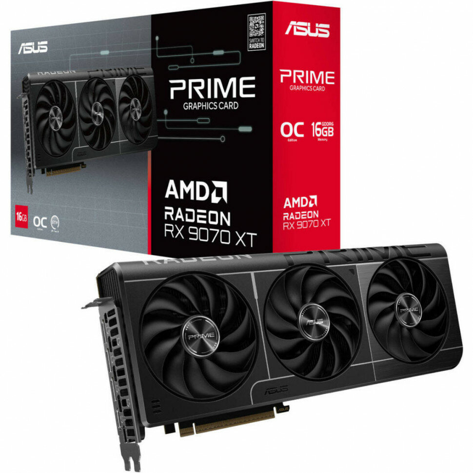 Видеокарта ASUS Radeon RX 9070 XT Prime OC 16Gb (PRIME-RX9070XT-O16G)