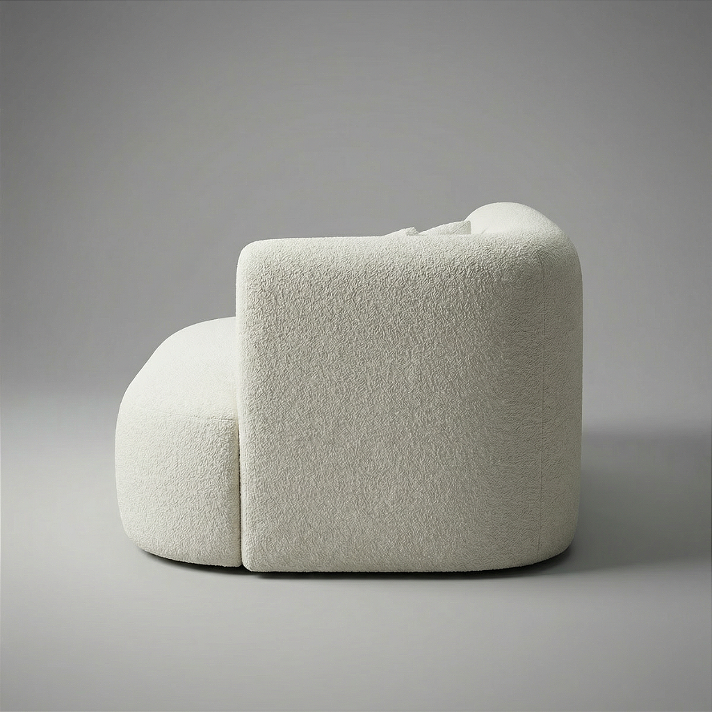 Диван Sofa Cloud, 160×88×69 см, белый, ткань букле, эргономичная посадка  —  для гостиной, офиса, фотостудии — фото 1