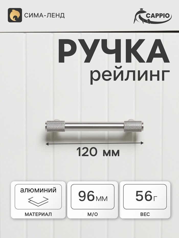 Ручка-рейлинг CAPPIO HANSON, d=12 мм, м/о 96 мм, цвет матовый никель