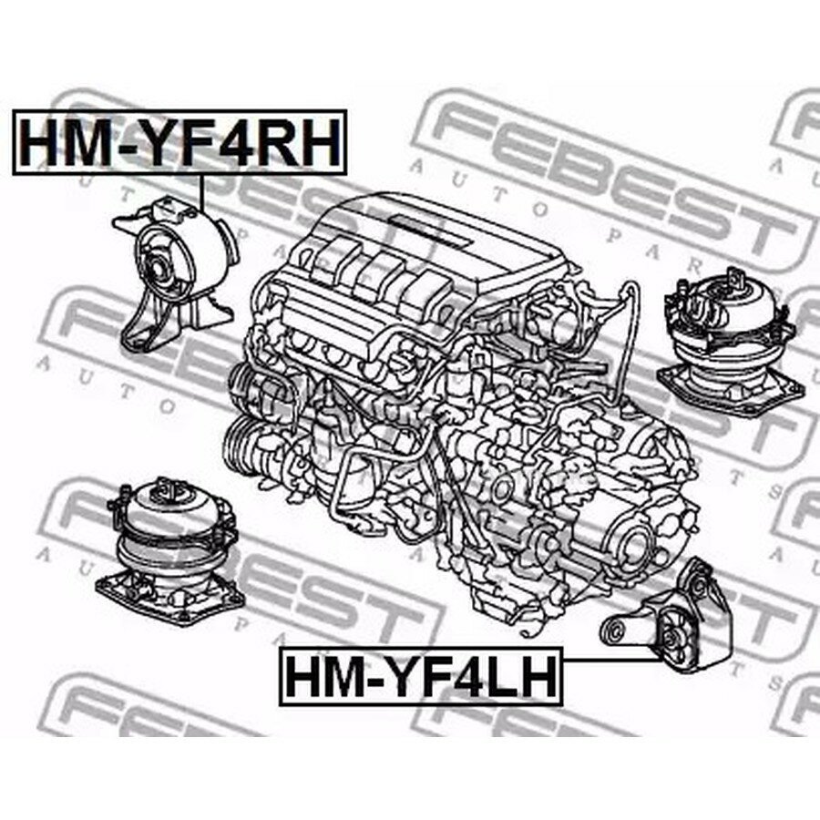 Опора двигателя HONDA PILOT YF4 2009-2015 гидравлика прав. FEBEST HMYF4RH