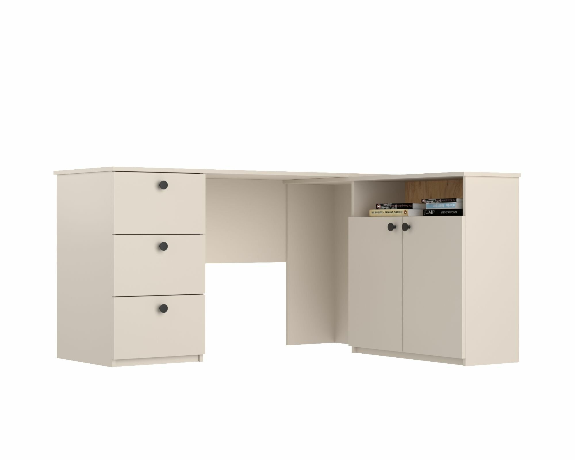 Компьютерный стол " Джунион 2 " 140/120х75х50/30 Кашемир / Дуб крафт золотой