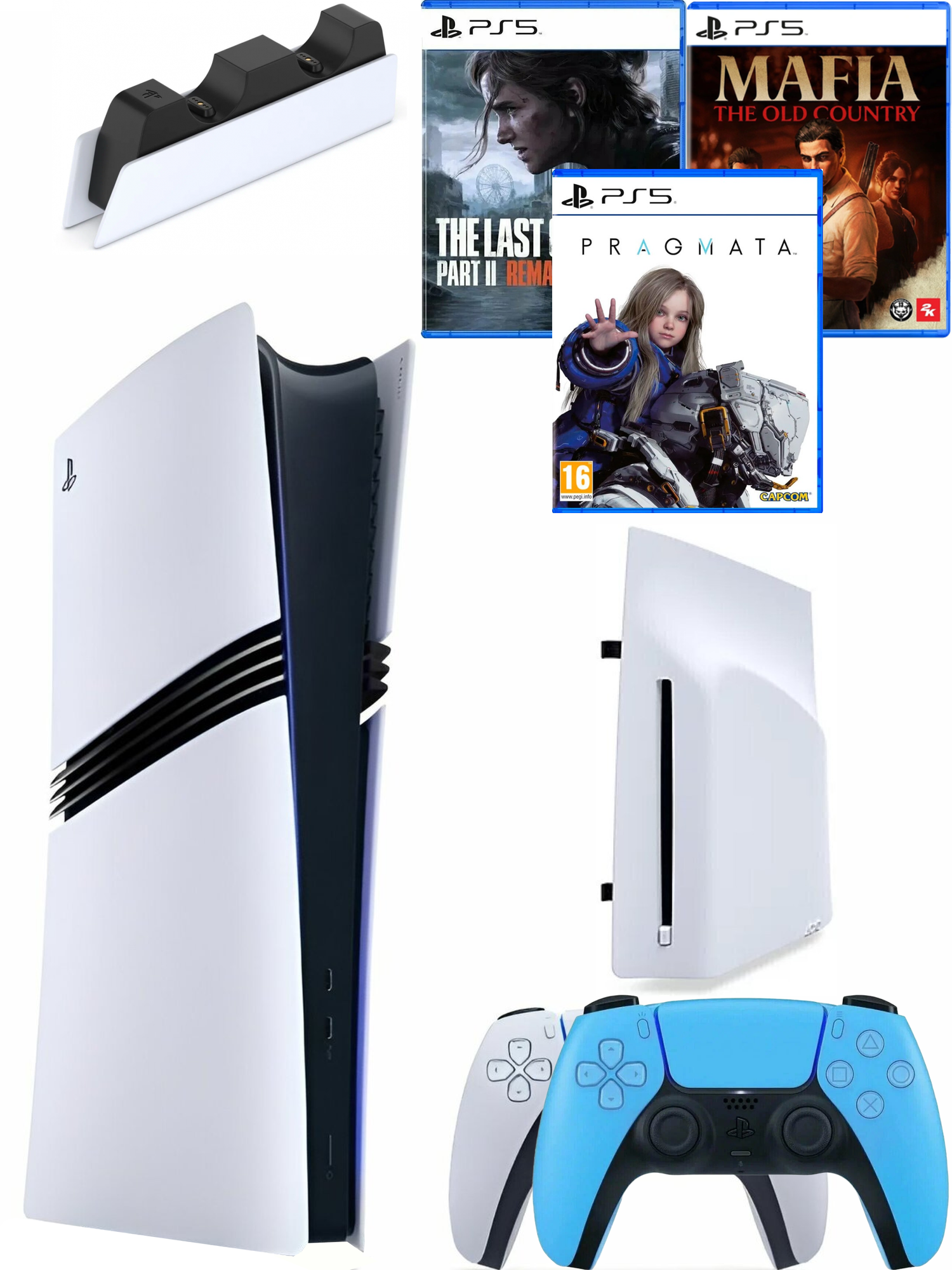 Игровая приставка Sony PS 5 Pro Digital Edition+Зарядная станция+ Дисковод +2-ой геймпад+3 игры , 2Tb SSD