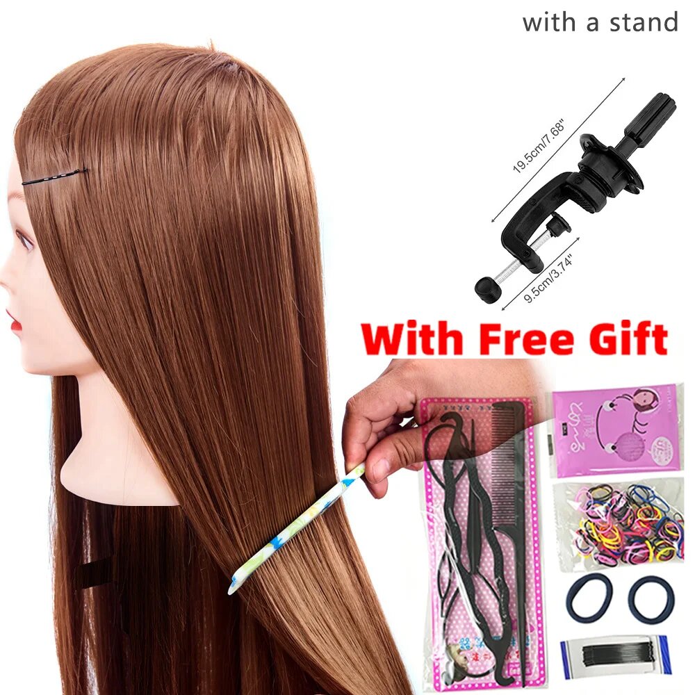 Манекен-голова Mosalay для плетения волос 80 см Head with mini stand