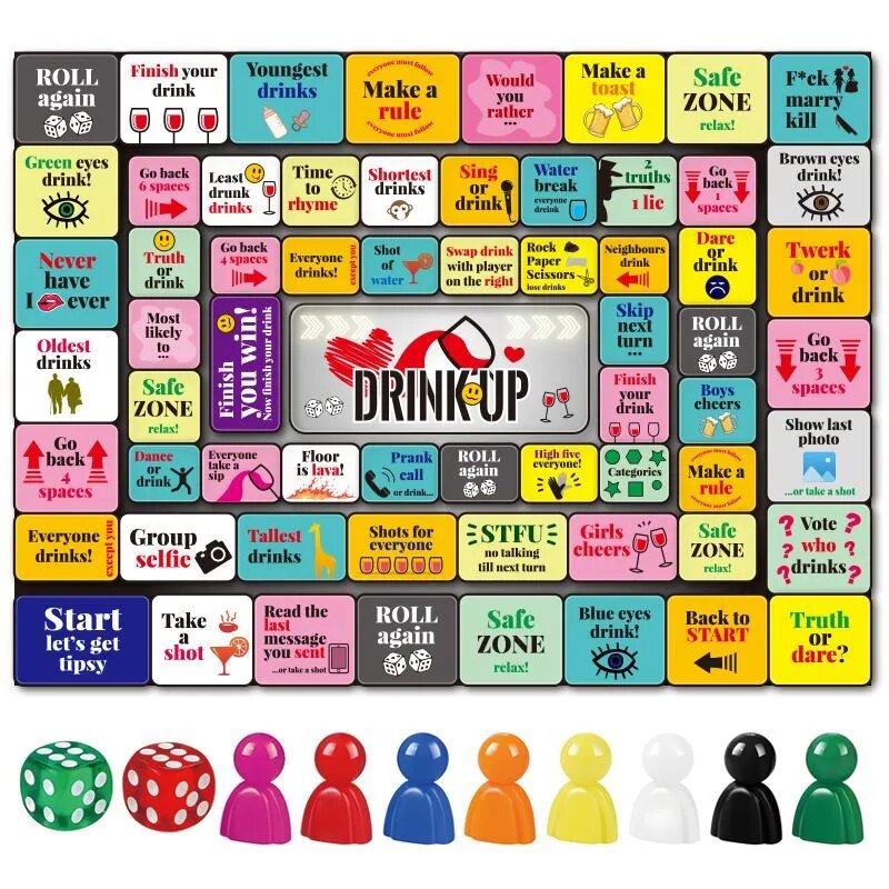 Коврик для мышки Artboard Drink Up, двойного назначения, с настольной игрой, белый, 38x28 см