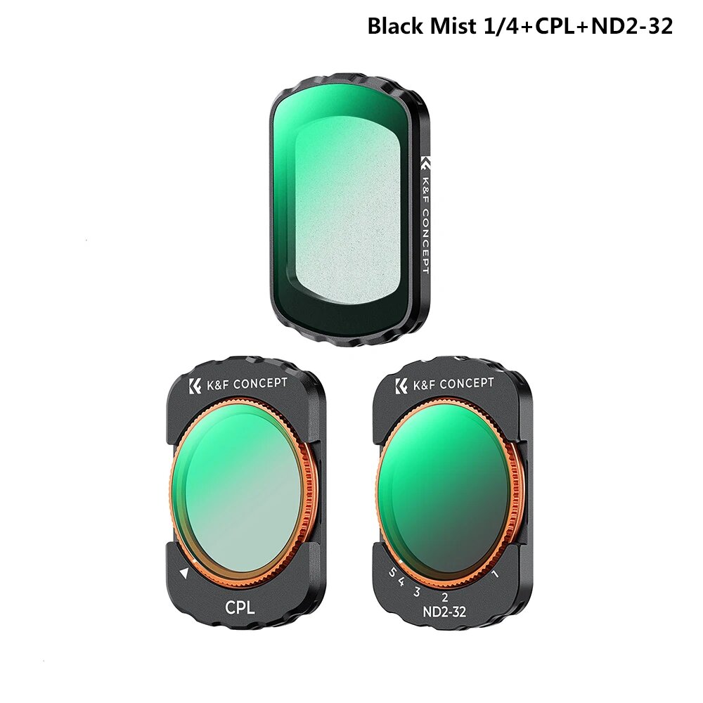 K&F Concept набор фильтров ND2-32 ND32-512 для DJI Osmo Pocket 3 Черный, 3PCS kit