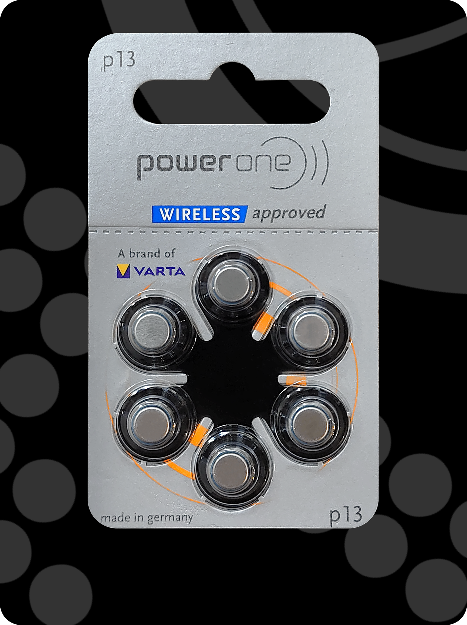 Power One 13 Оранжевый (PR48) | Wireless Approved, 1.45 Вольт, Воздушно-цинковые батарейки для слуховых аппаратов - 6шт