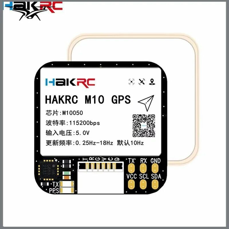 GPS-модуль HAKRC M10 с компасом QMC5883, двухпротокольный, вход 5 В, размер 25x25 мм.