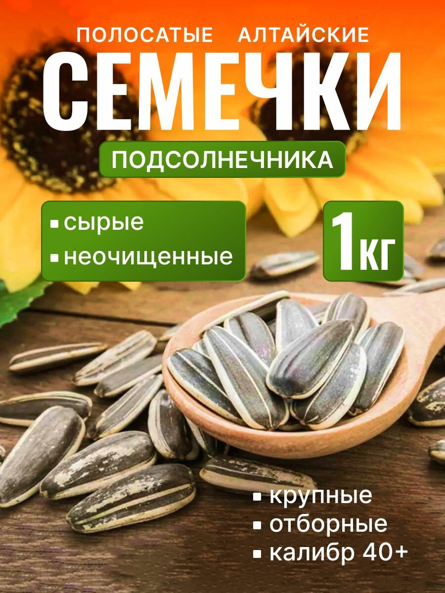 Семечки подсолнечника полосатые Алтайские сырые 1 кг.
