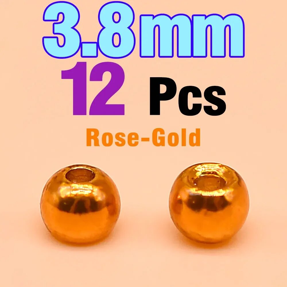 Набор латунных бусин MNFT для вязания мух 12 шт. Оранжевый, Rose Golden 3.8mm