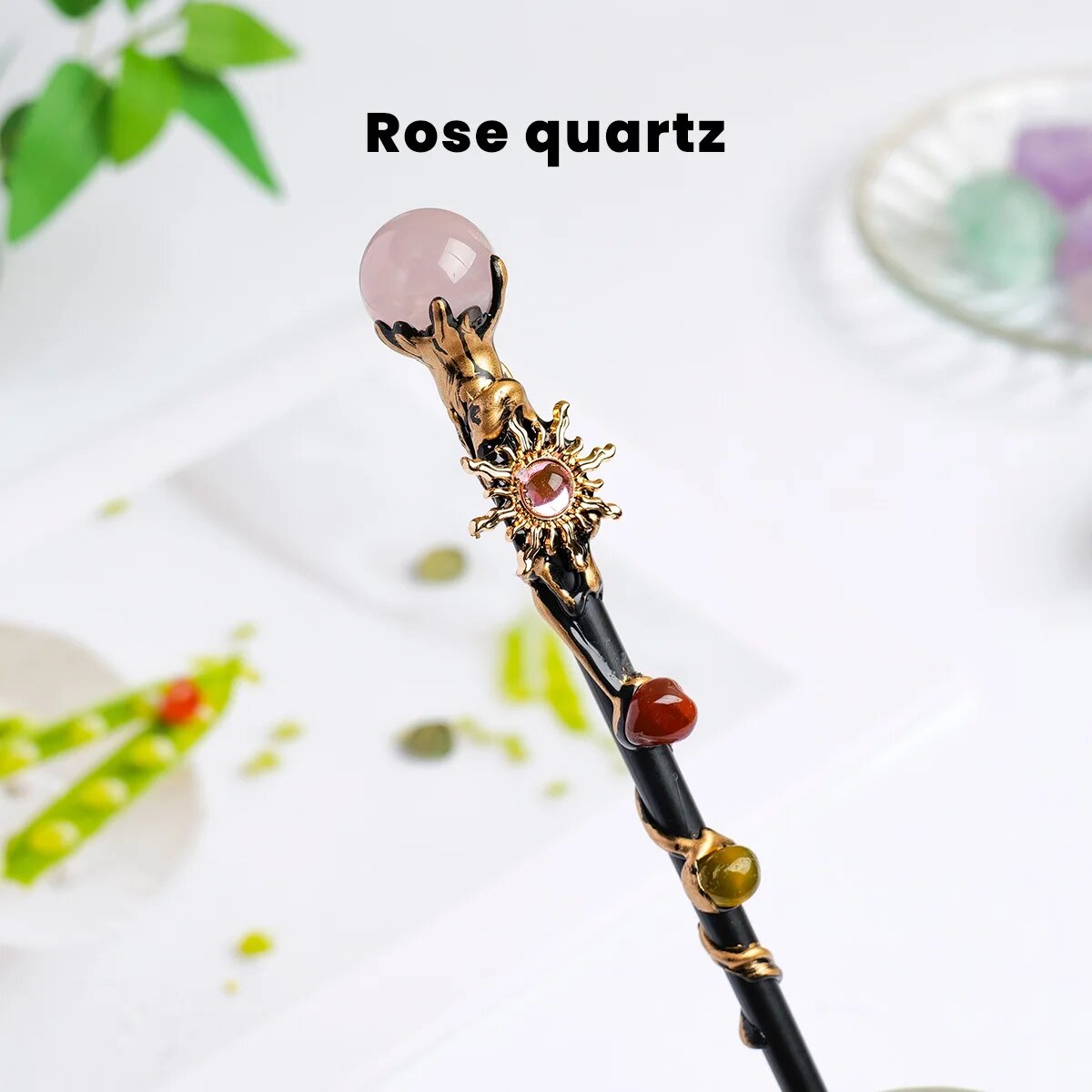 Хрустальная волшебная палочка с дизайном подсолнуха Rose quartz