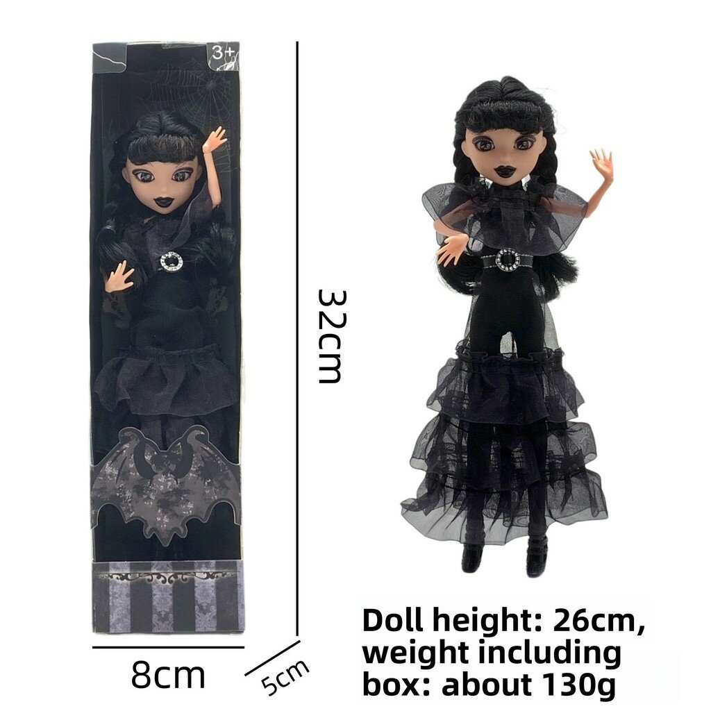 Addams gothic character figure with pvc and school uniform for collectors display style f