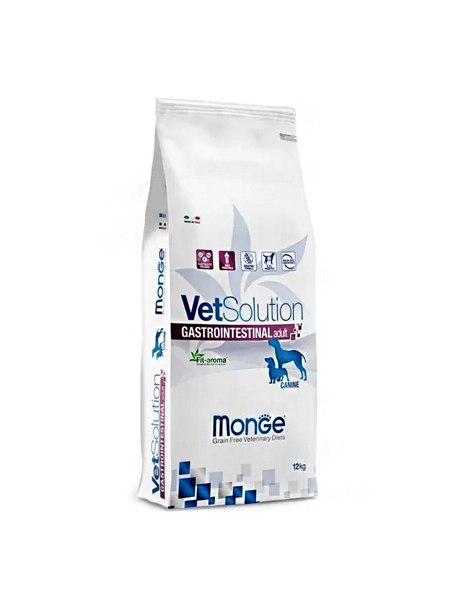 Сухой корм для собак Monge Dog Adult VetSolution GASTROINTESTINAL при заболеваниях ЖКТ, беззерновой, курица, 12 кг